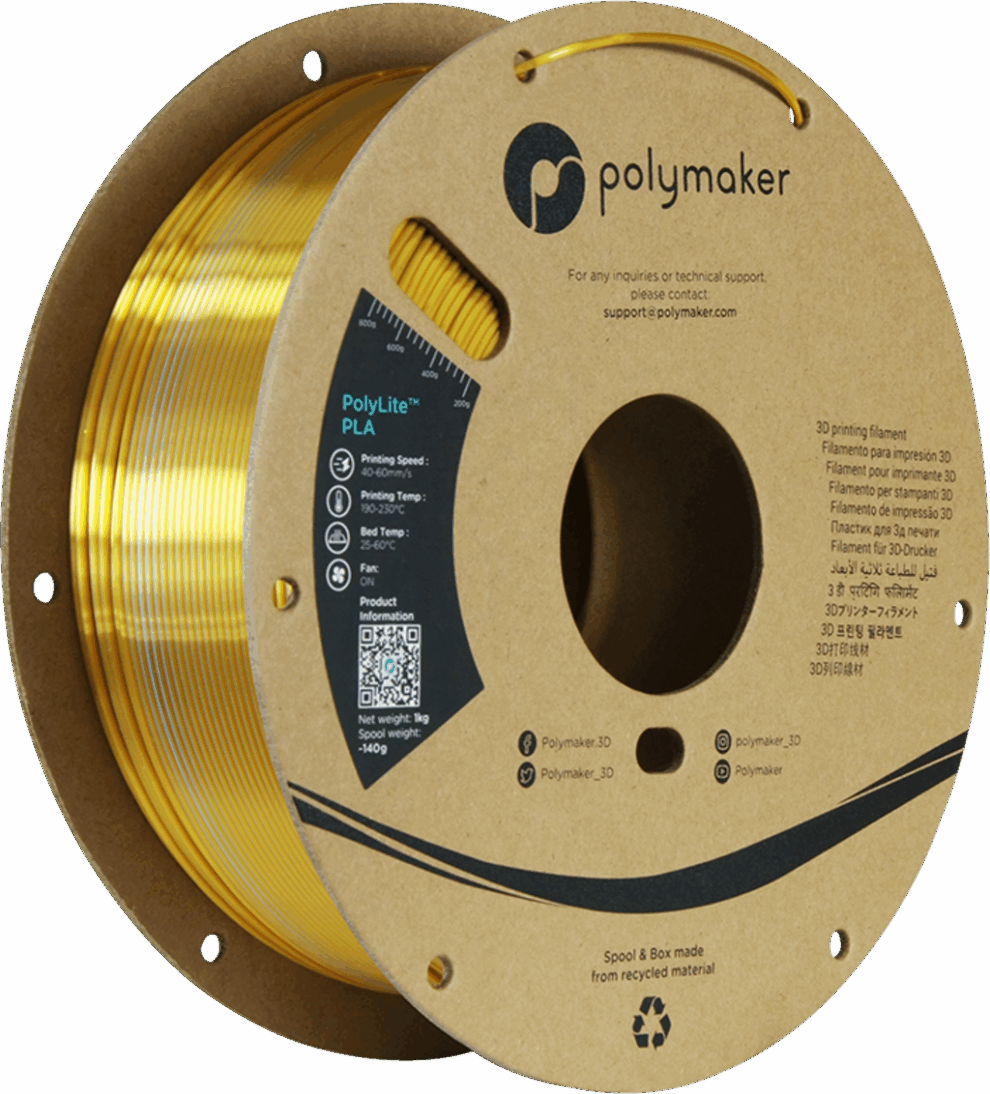 Polymaker PolyLite PLA Silk Gold & Silver | 1.75mm | 1kg - 3D Print Lab